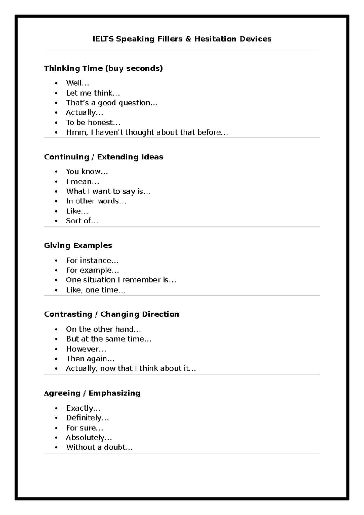 Ielts Speaking Fillers - IELTS Speaking Fillers & Hesitation Devices ...