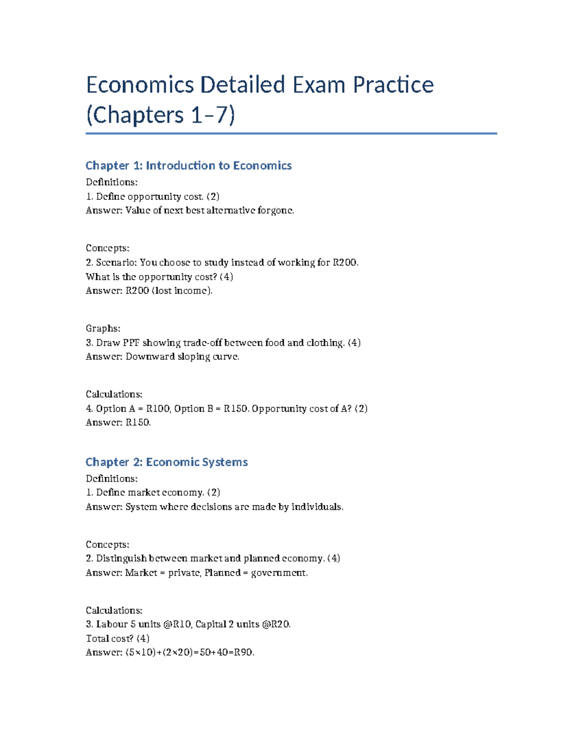 Economics 101 Final Exam Practice: Key Concepts & Calculations - Studocu
