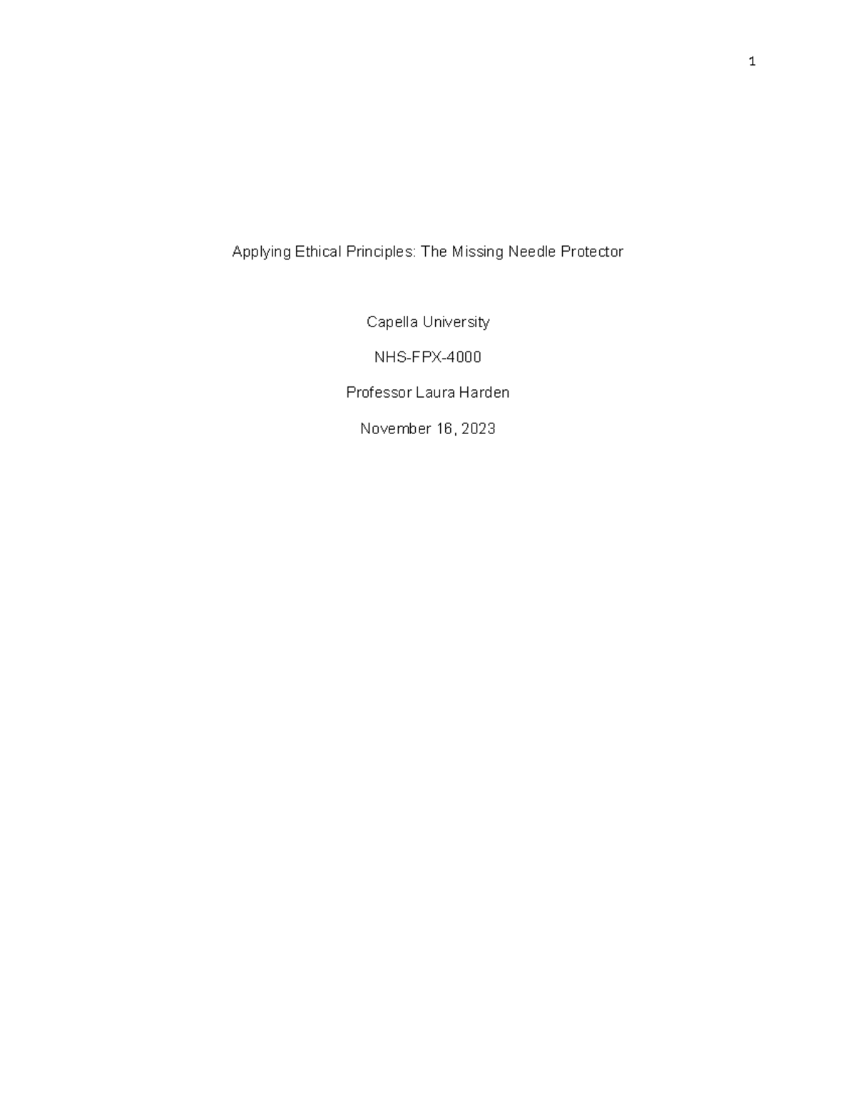 Applying Ethical Principles in Healthcare: A Case Study Analysis - Studocu