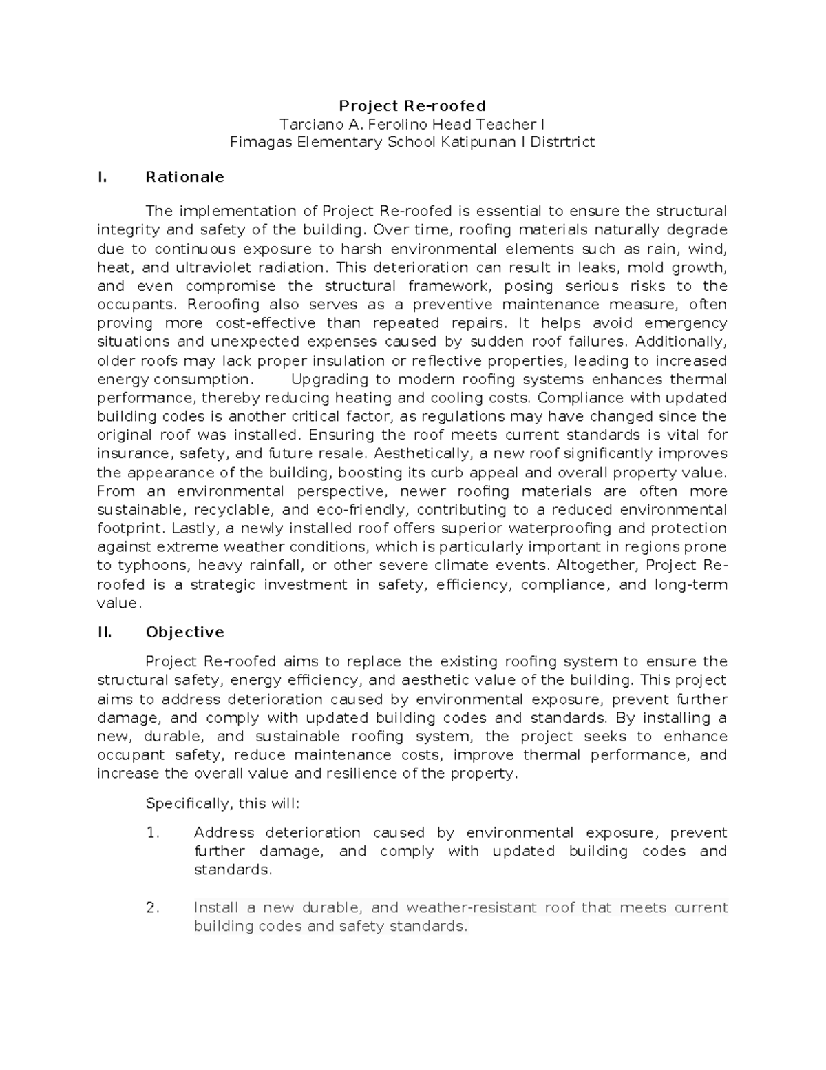 Fimagas ES Project Reroofed: Enhancing Safety & Sustainability - Studocu