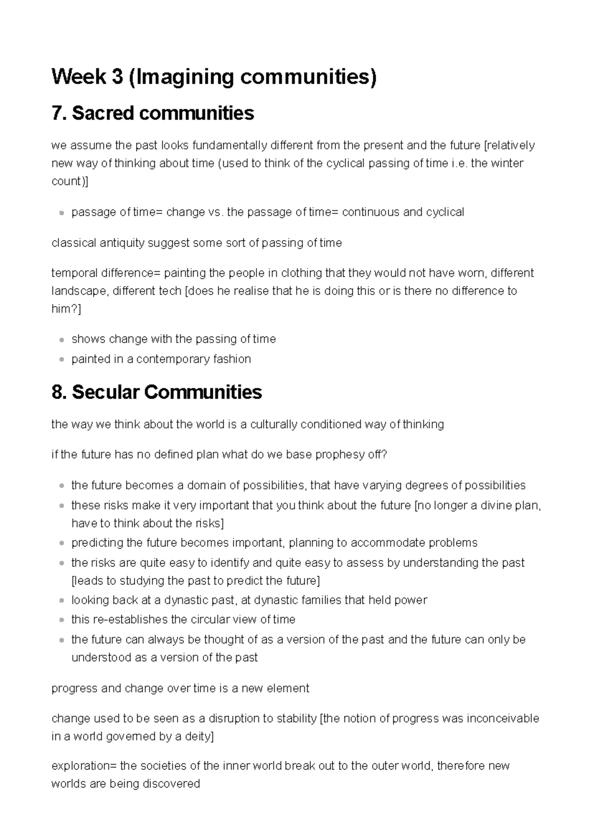 Week 3 (Imagining Communities): Sacred & Secular Perspectives - Studocu