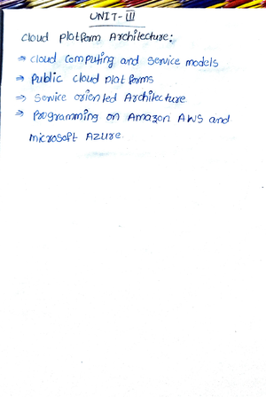 Cloud computing - CLOUD1 - JNTU Kakinada - Studocu