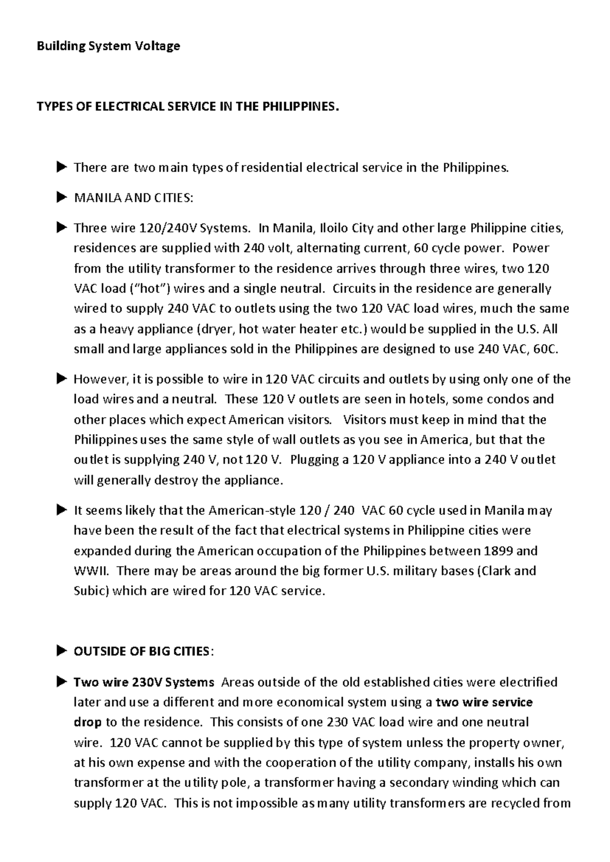 Types of Electrical Service in the Philippines: An Overview - Studocu