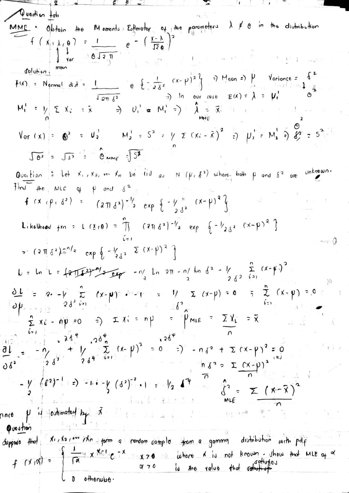 MME and MLE Estimation Questions for Statistics Course (TOE) - Studocu