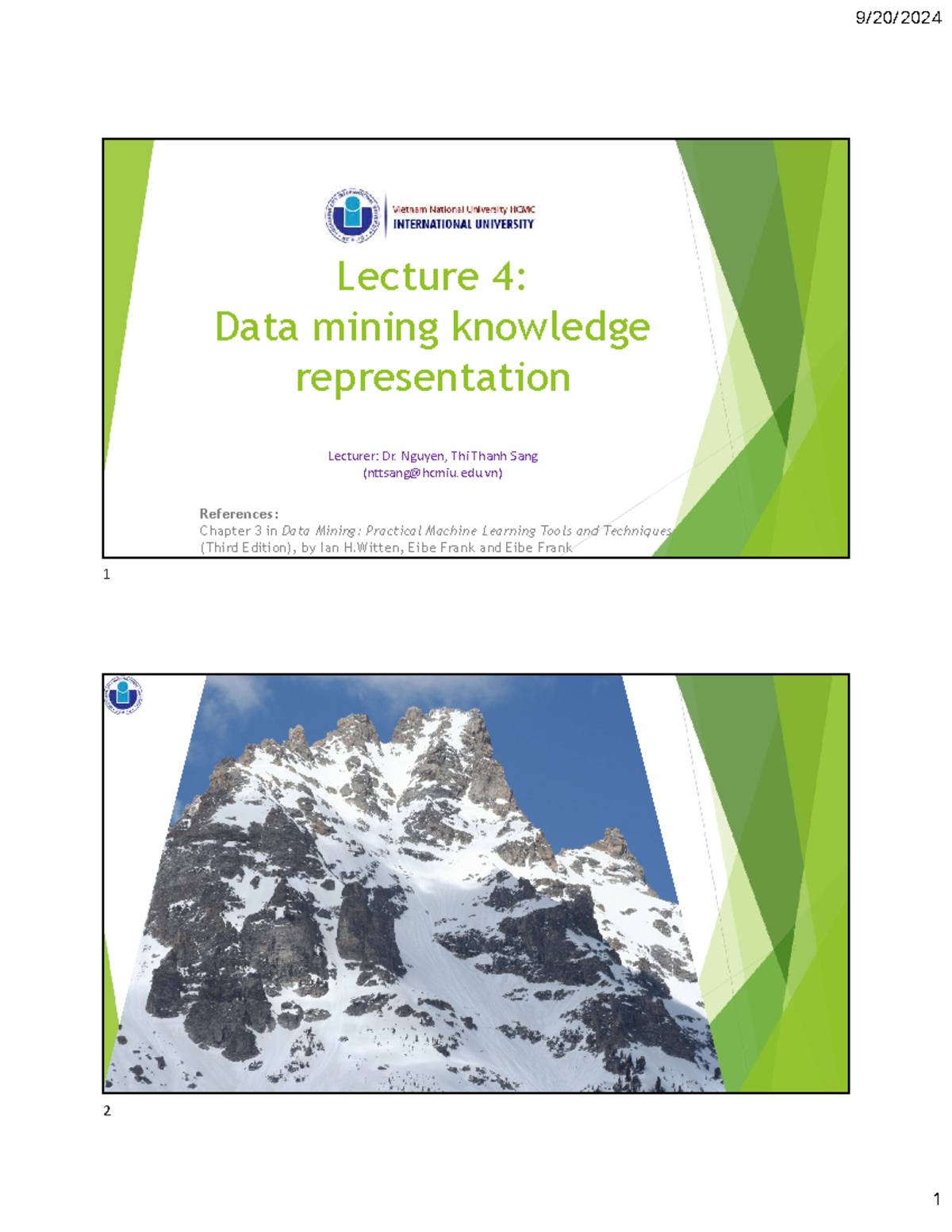 Lec4 - Data Mining Knowledge Representation and Learning Methods - Studocu