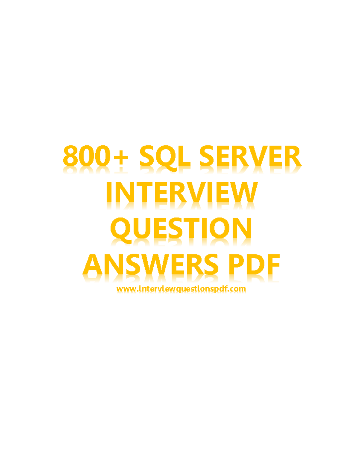 SQL Server Interview Questions & Answers: 800+ Queries PDF Guide - Studocu
