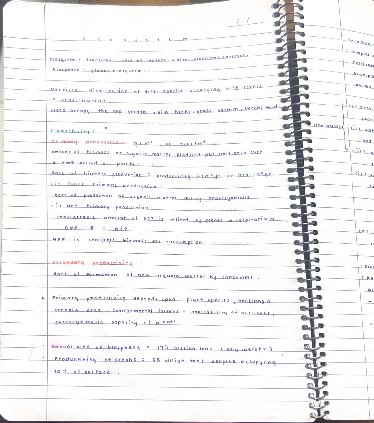 ECO 101: Ecosystem Functionality & Productivity Notes - Studocu