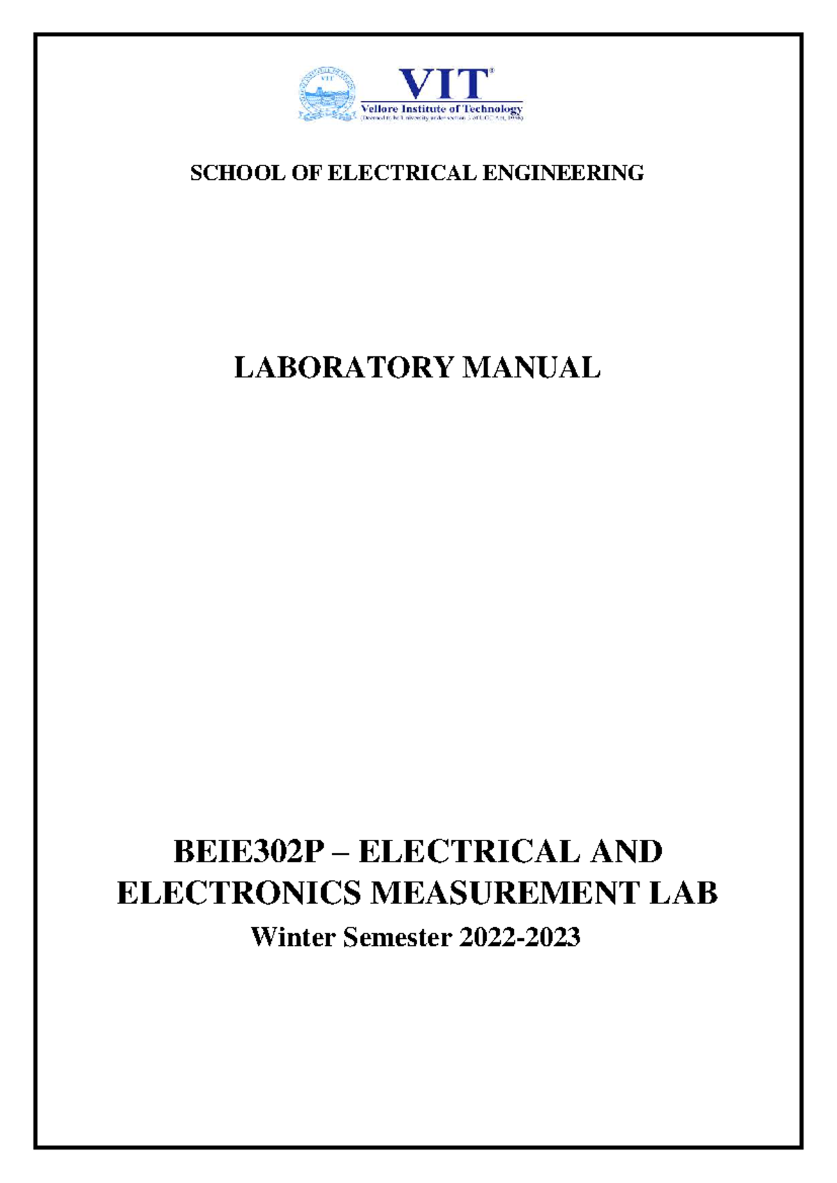 BEIE302P Electrical and Electronics Measurement Lab Manual - Winter ...