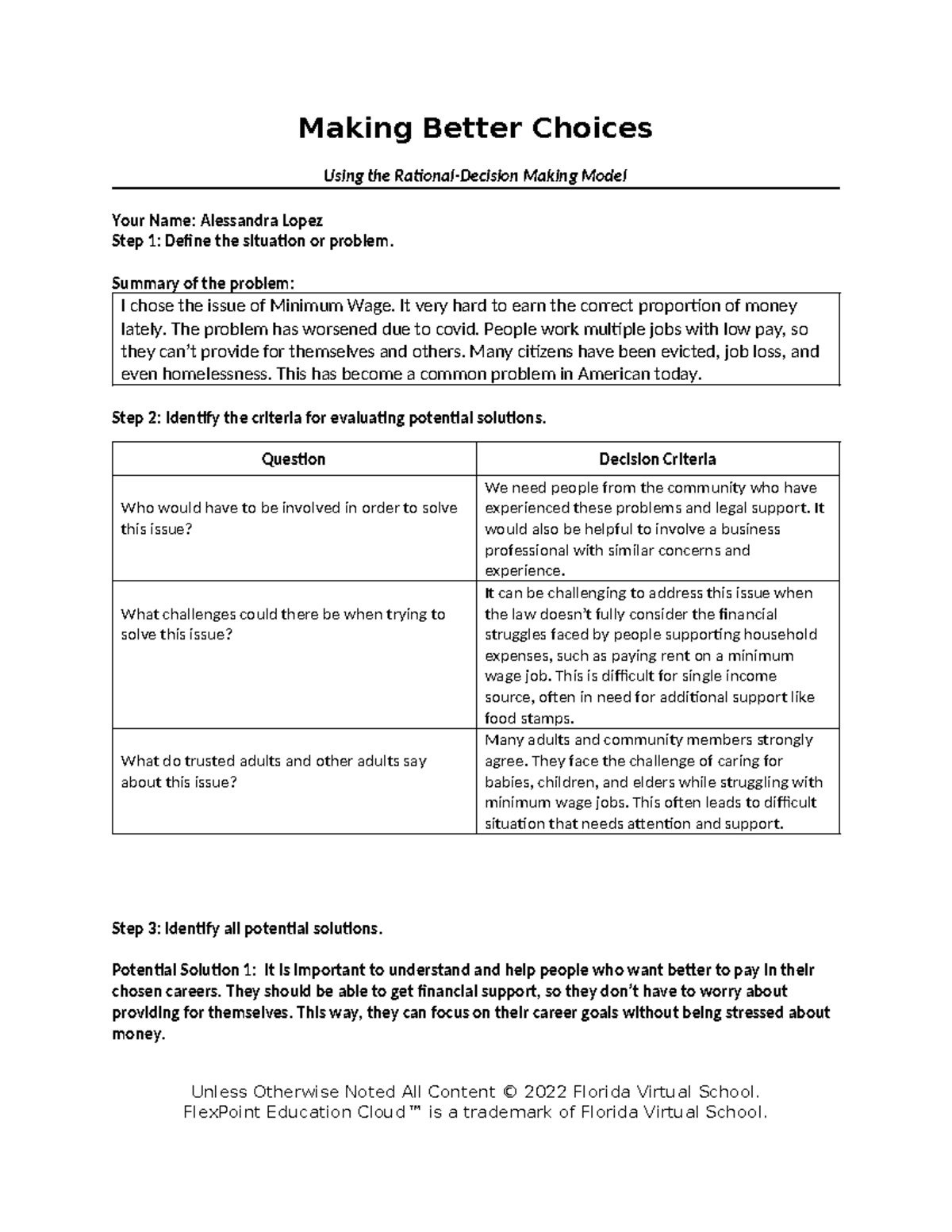 Making Better Choices Assignment Template: Minimum Wage Analysis - Studocu