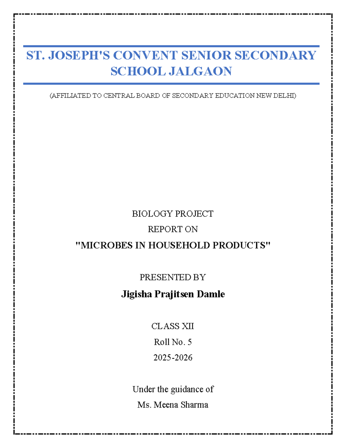 Biology Project Report: In-Household Fermentation (Class XII) - Studocu