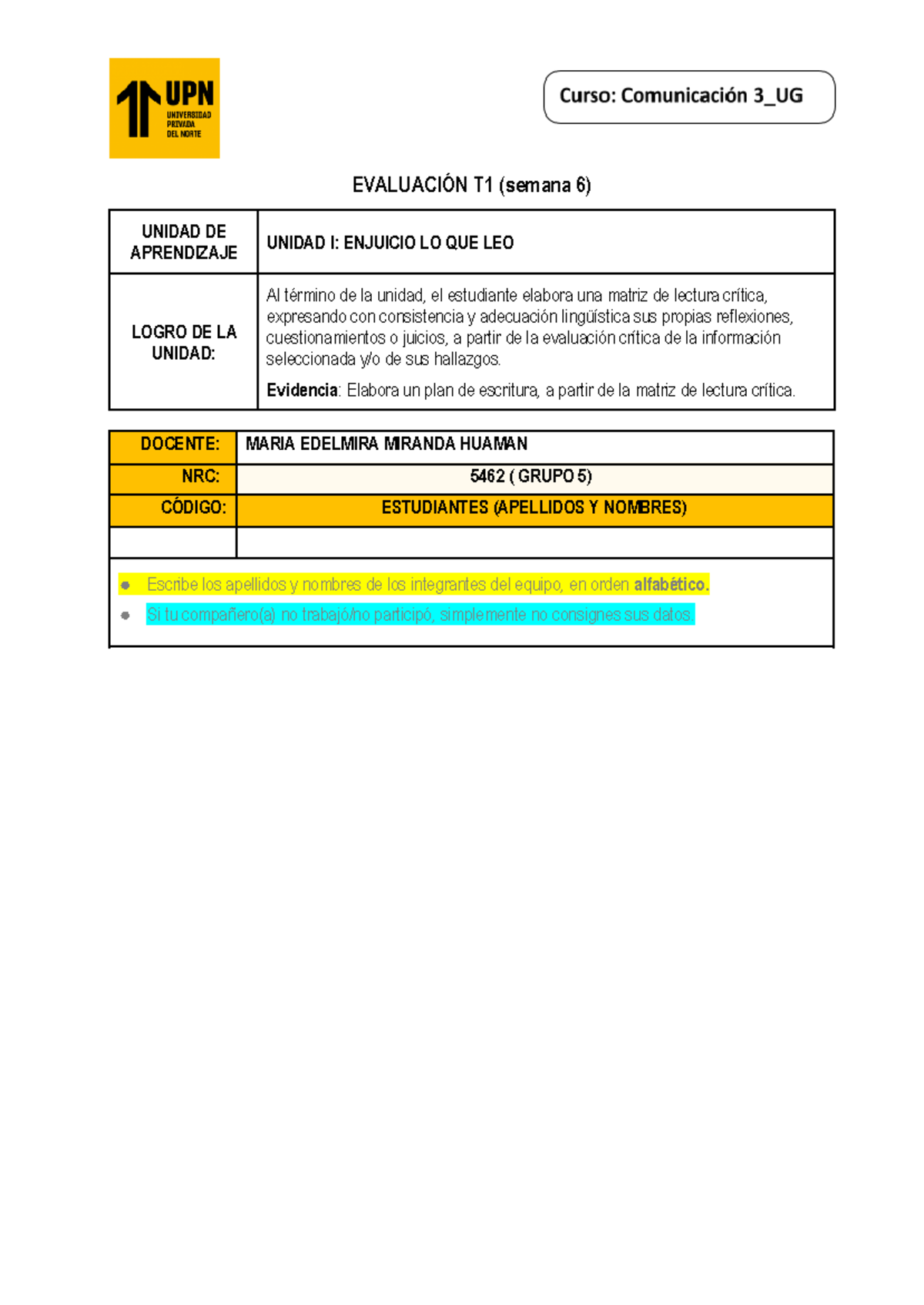 T1 - Evaluación de Lectura Crítica en Comunicación 3 - Studocu