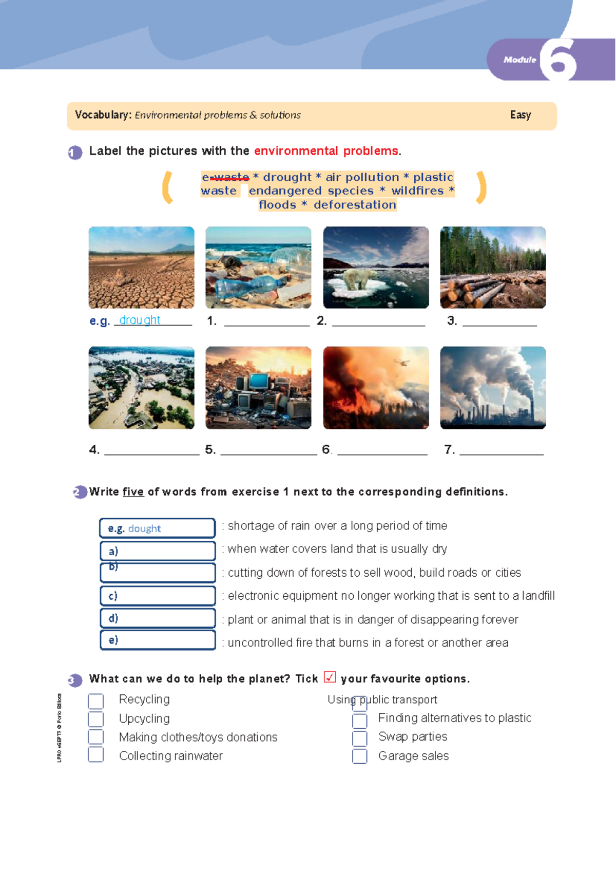 LPRO46EPTF Environmental Problems & Solutions: Vocabulary Exercise 1 ...