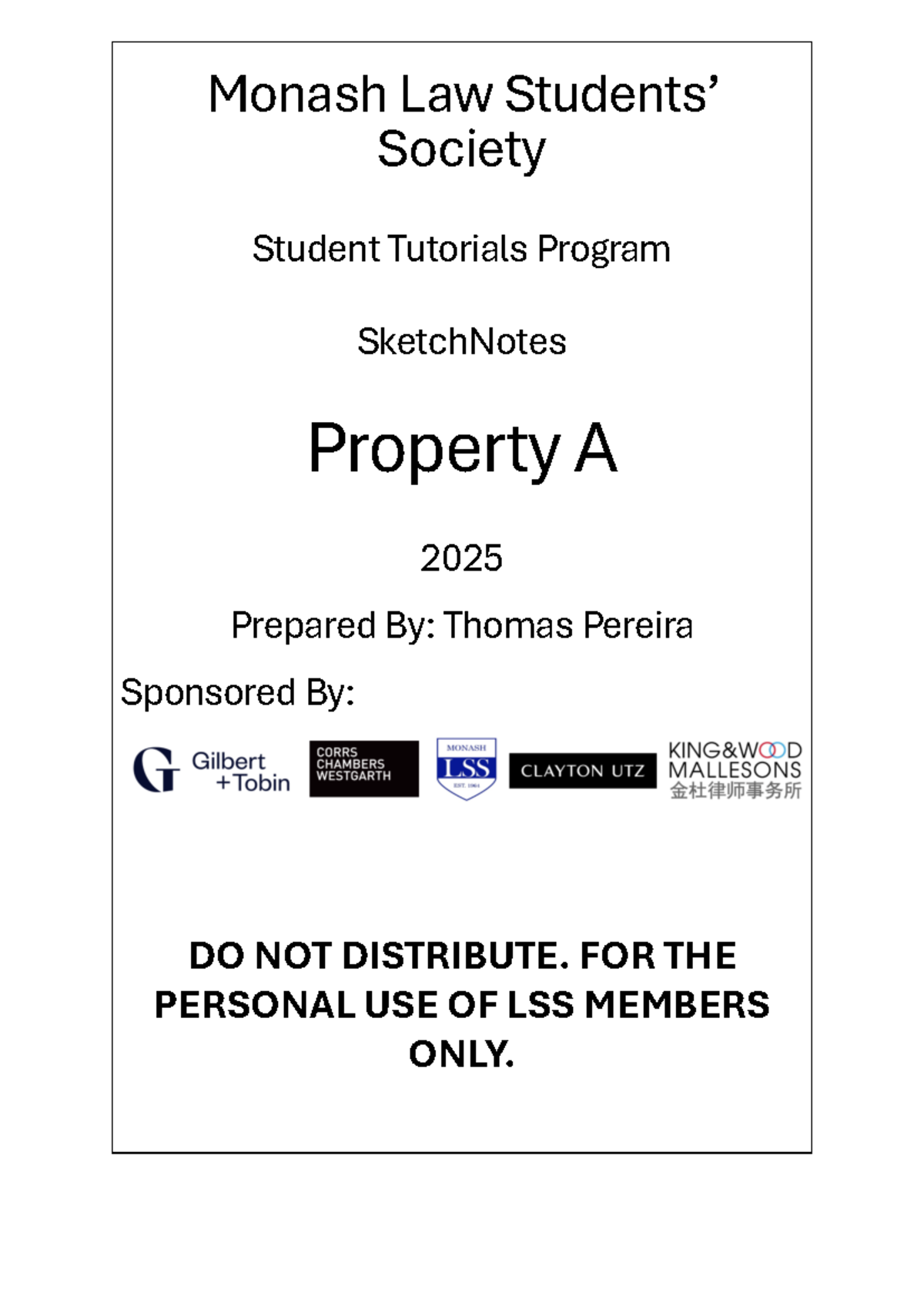 LSS Property A LAW Sketchnotes 2025 - Monash Law Students’ Society ...