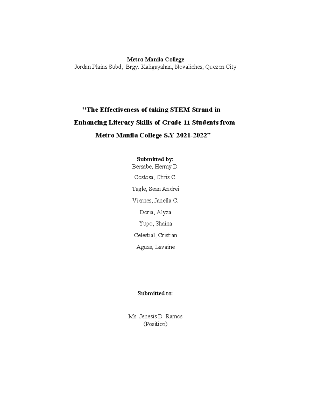 Effectiveness of STEM Strand on Literacy Skills of Grade 11 Students ...