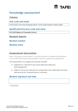 Indigo Community Services WHS Matters Overview - Version 09072020 - Studocu