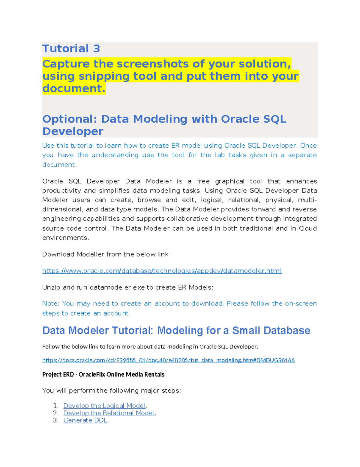 Tutorial 3: Data Modeling with Oracle SQL Developer - ER Model Guide ...