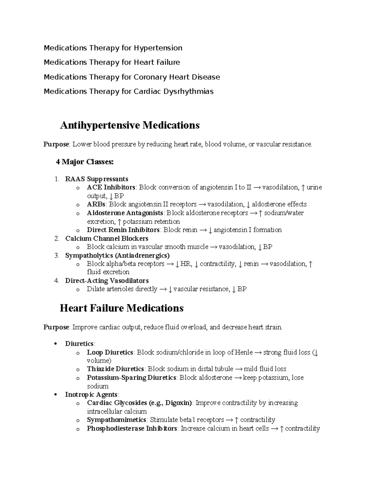 Cardiovascular Medications Overview: Hypertension, Heart Failure, and ...
