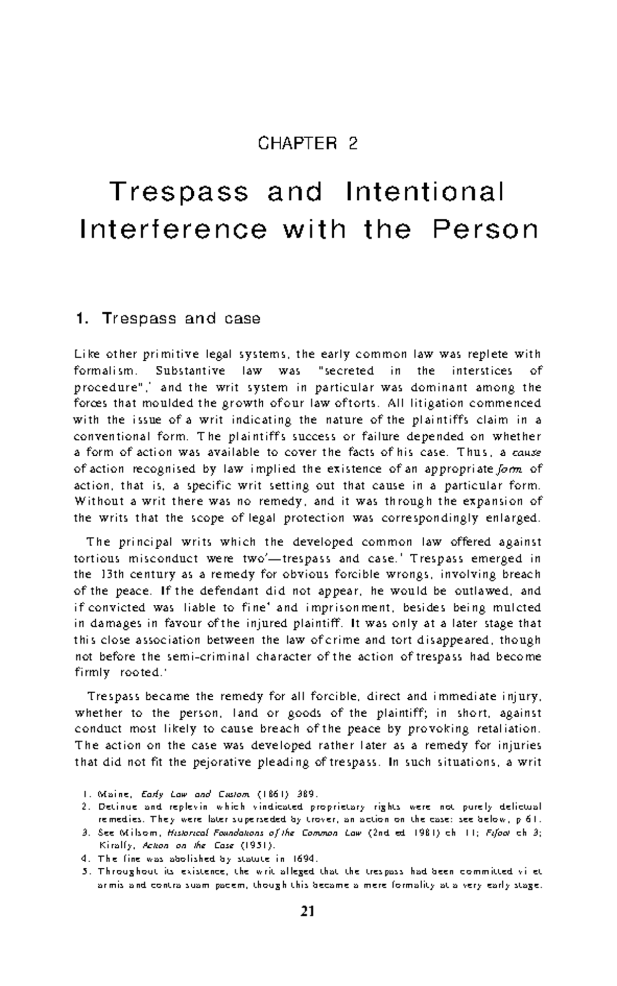 Trespass and intentional interference with the person - CHAPTER 2 ...
