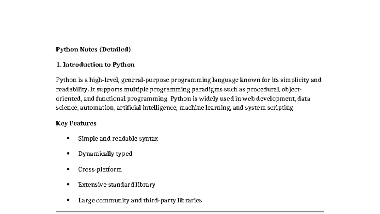 Python Notes (Detailed) - Basics of Programming Concepts - Studocu