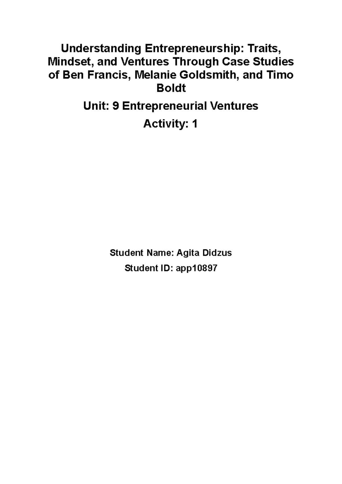Unit 9: Entrepreneurial Ventures - Traits, Mindset, and Case Studies ...