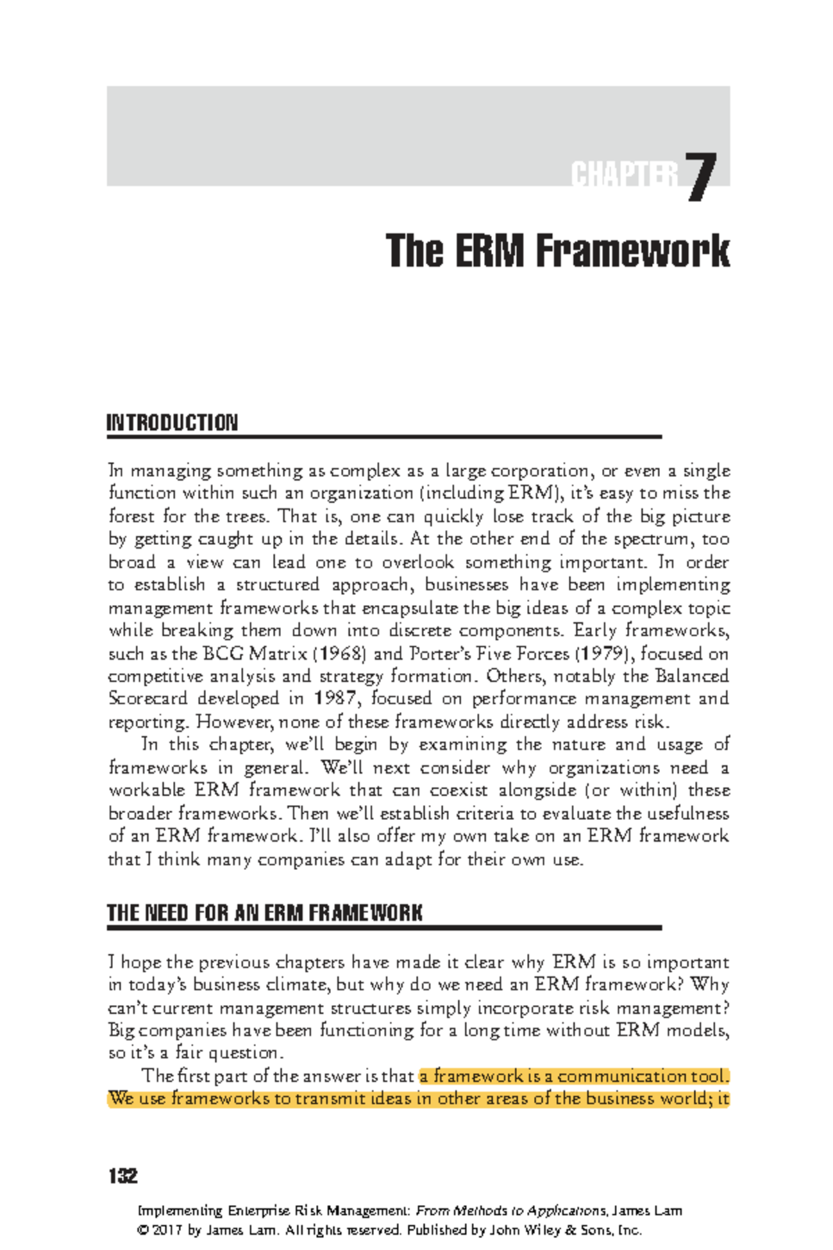 Chapter 7: The ERM framework and its importance in business management - Studocu