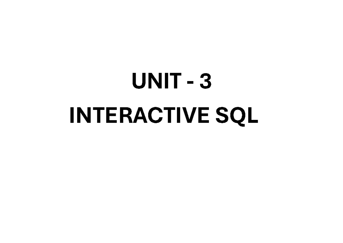 DBMS UNIT 3: Interactive SQL Data Types in Oracle Notes - Studocu