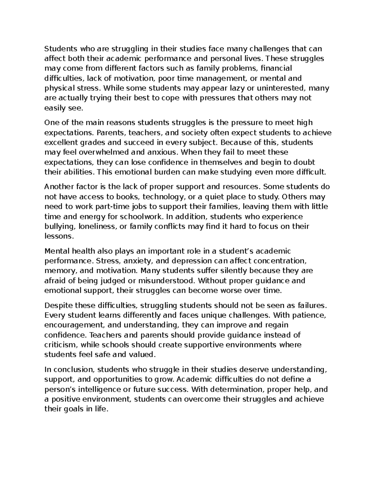 Challenges Faced by Struggling Students: Understanding and Support ...