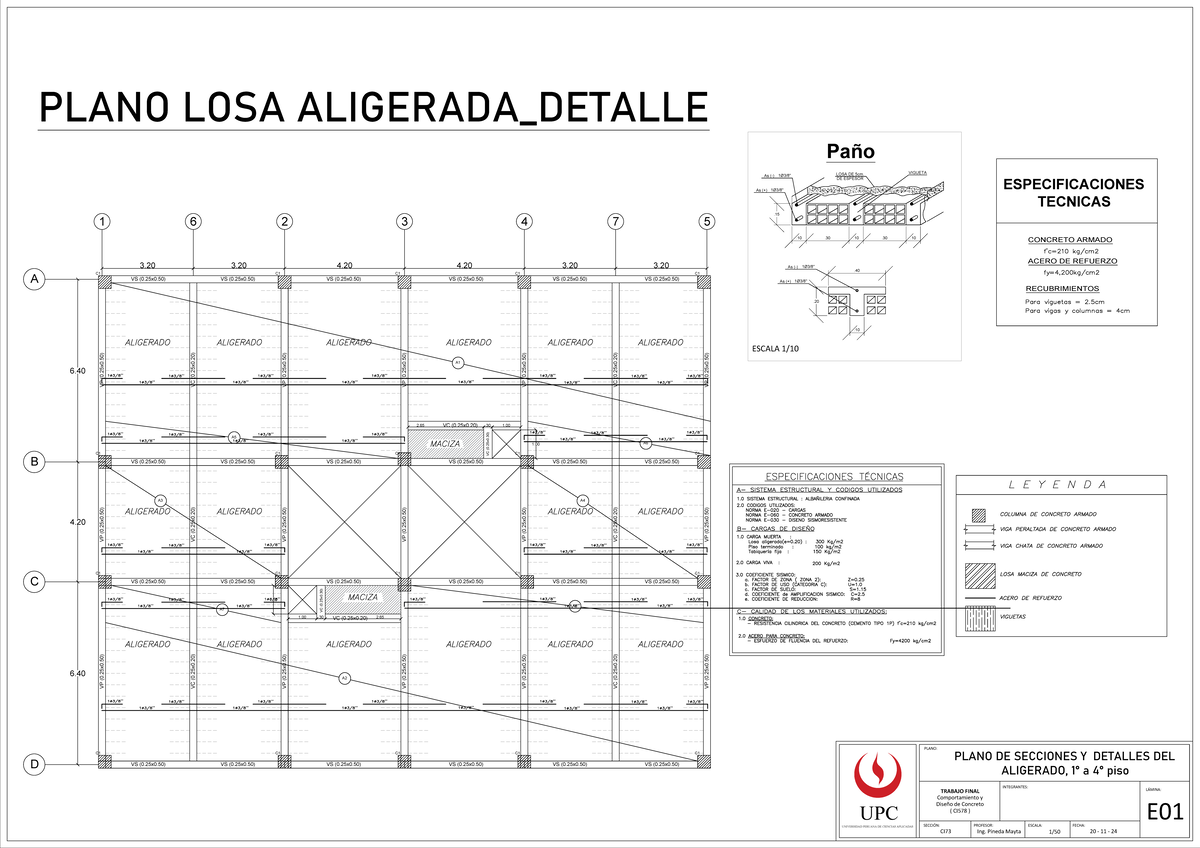 PLANO DE LOSA ALIGERADA Y DETALLES (CI578) - TRABAJO FINAL - Studocu