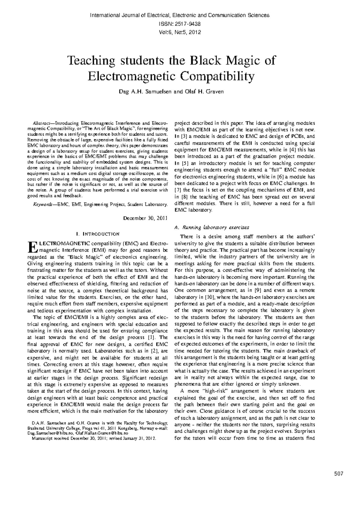 Teaching Students the Black Magic of EMC (ENG 101) - 2012 - Studocu