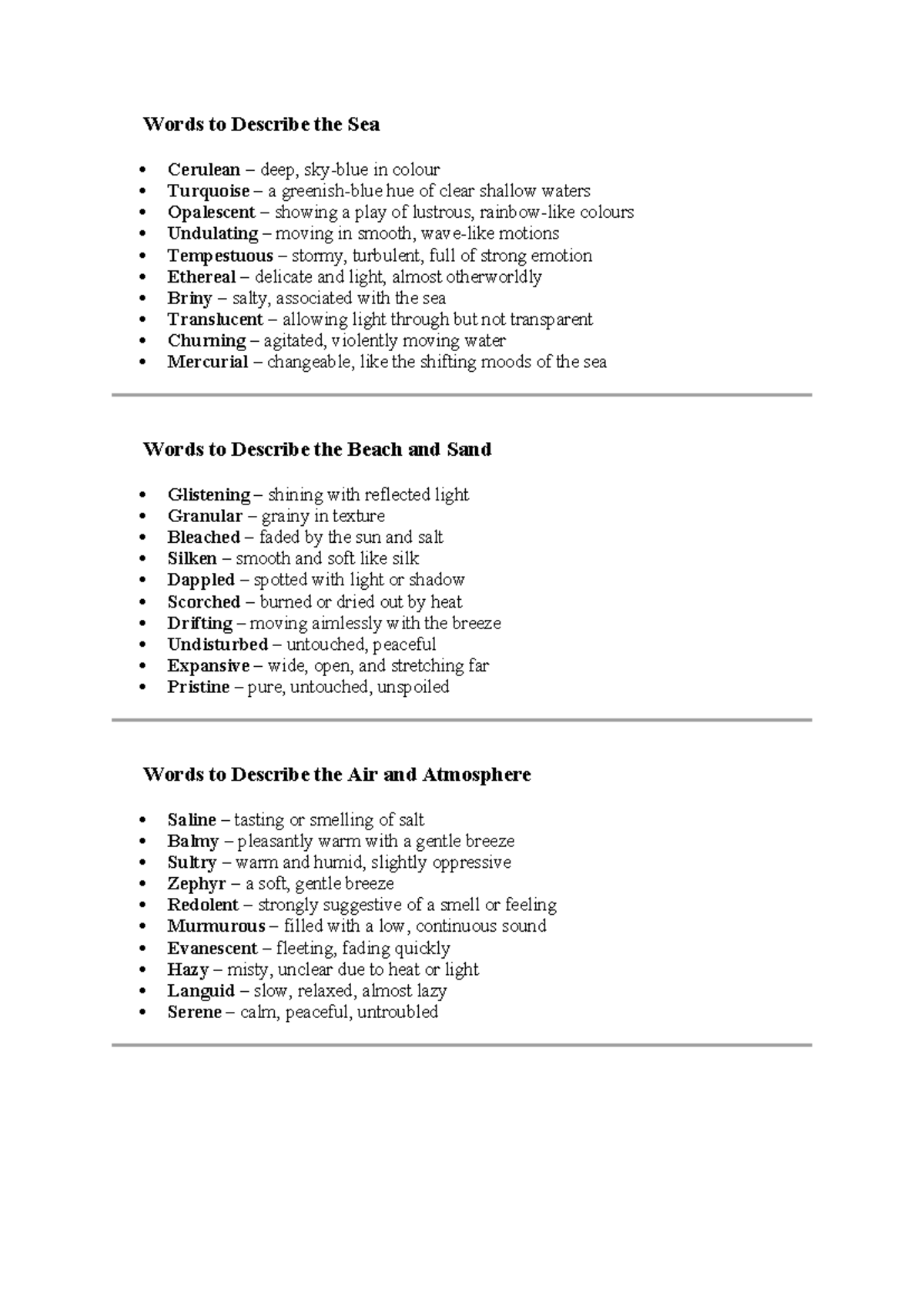 Words to Describe a Beach Setting: A Comprehensive Guide - Studocu