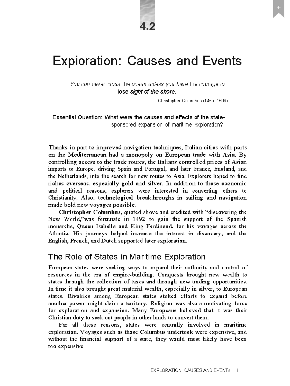 Amsco 4 - world - EXPLORATION: CAUSES AND EVENTs 1 Expioration: Causes ...