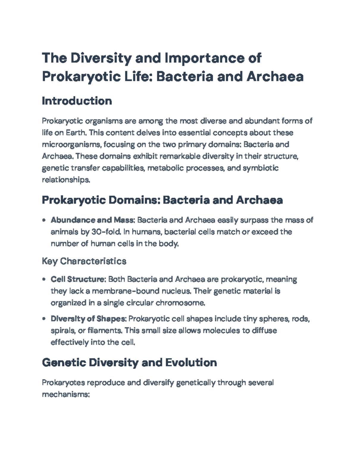 Diversity and Importance of Prokaryotic Life: Bacteria & Archaea ...