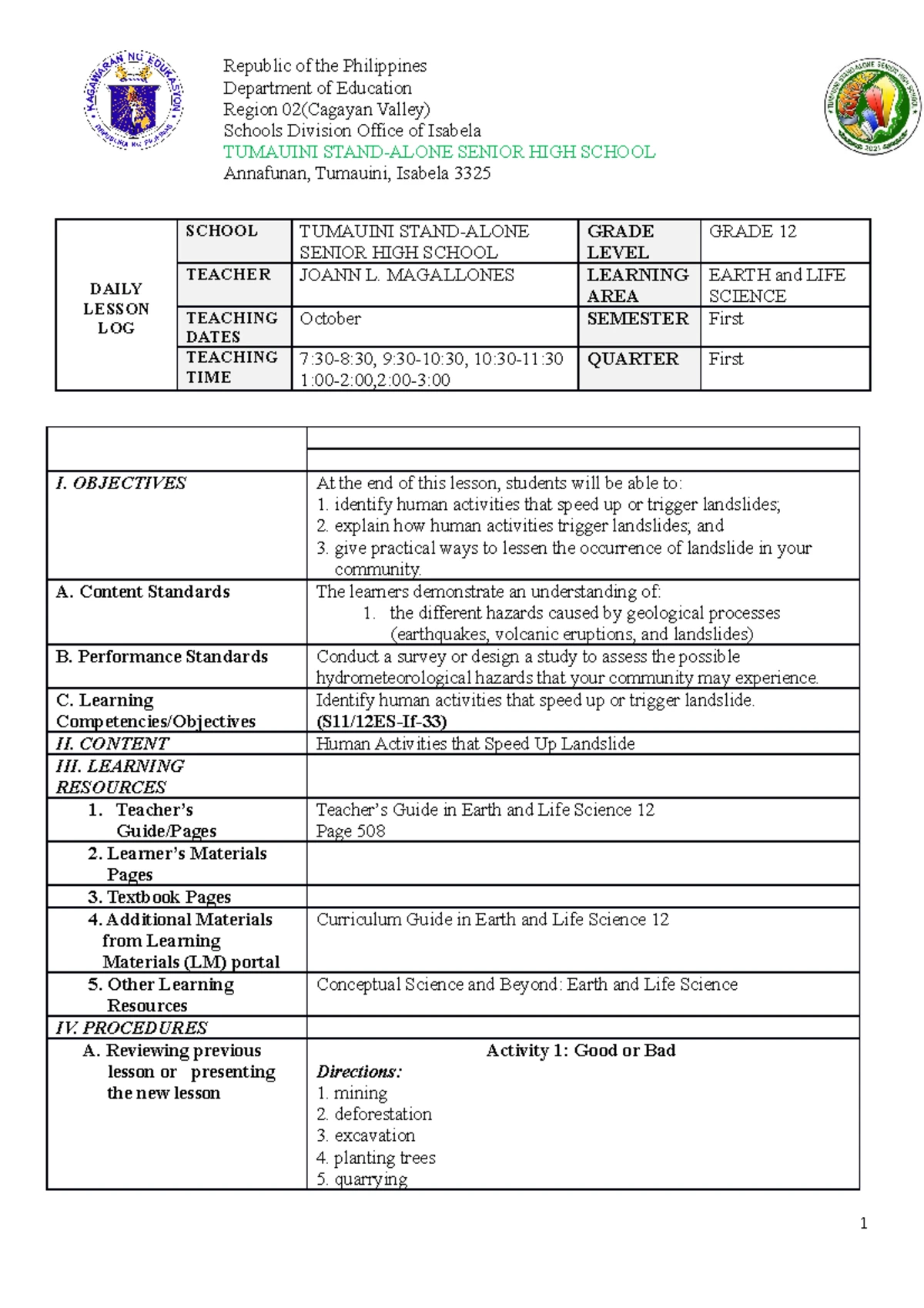 Module 22 - edited - Earth and Life Science Quarter 2 – Module 22 ...