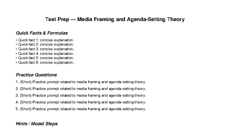 46 - Media Framing & Agenda-Setting Theory - Test Prep Quick Facts ...