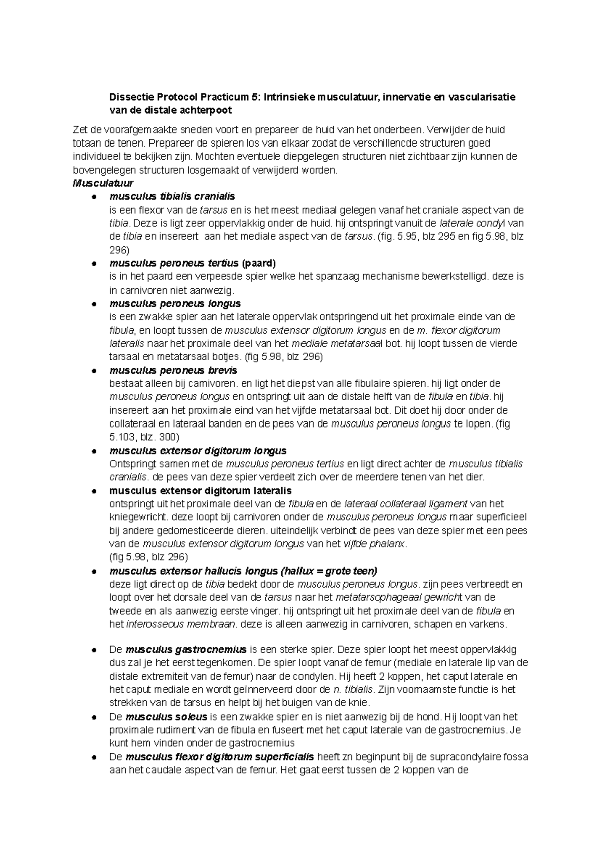 Practicum 5: Dissectie Protocol Intrinsieke Musculatuur Achterpoot ...