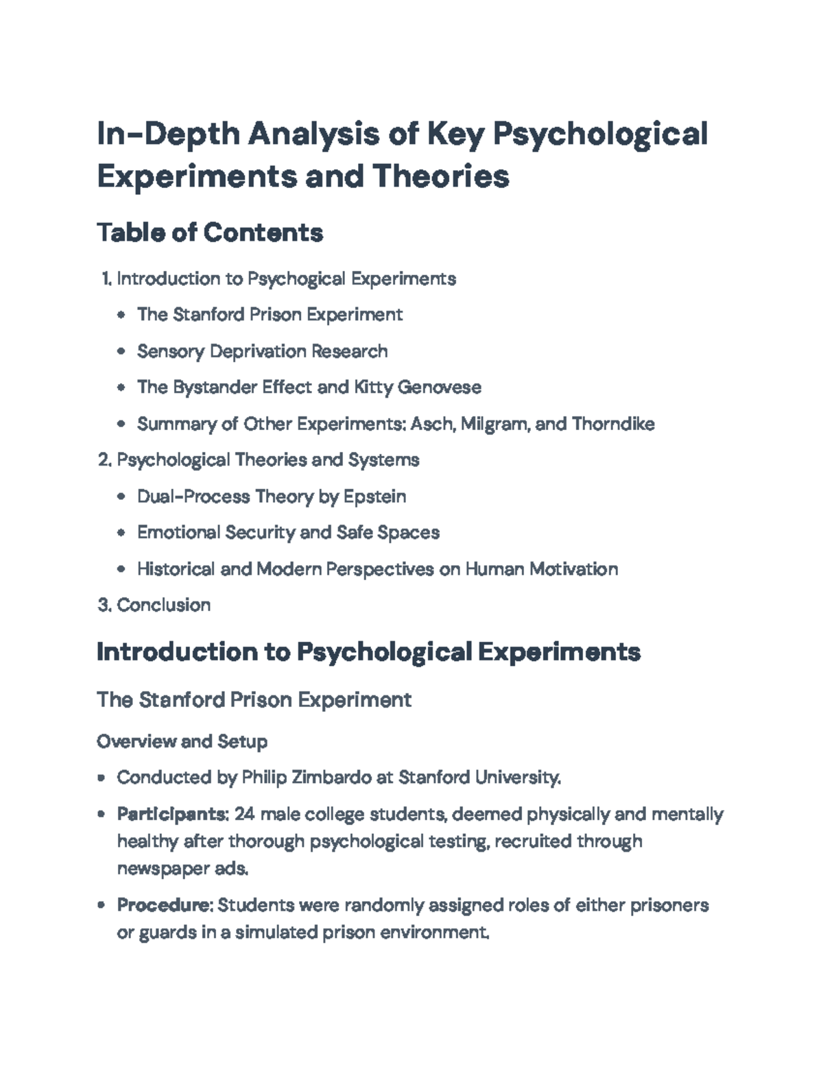 Psychological Experiments and Theories: Insights into Human Behavior ...