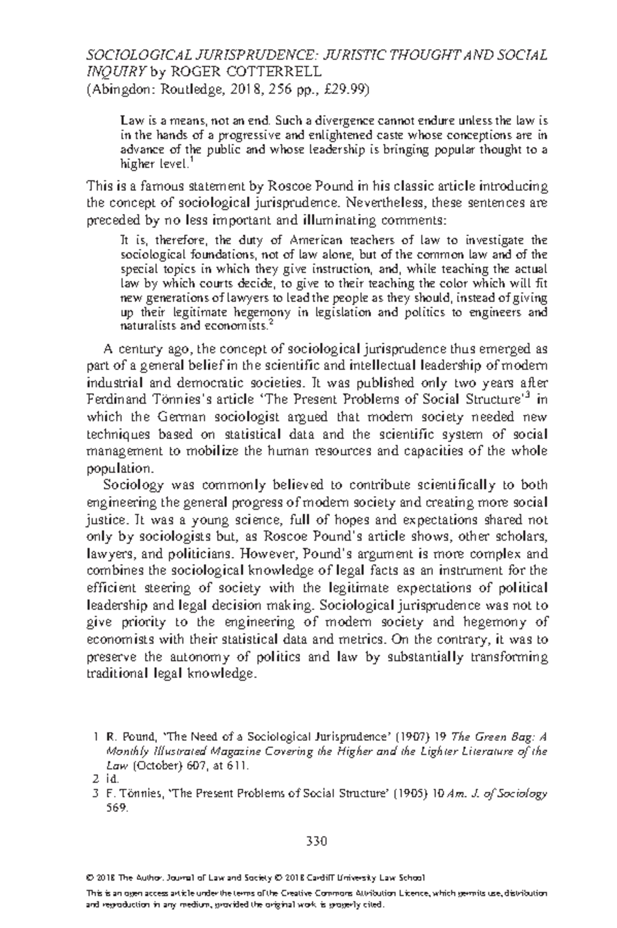 Roger Cotterrell Sociological Jurisprudence Jurist - SOCIOLOGICAL ...