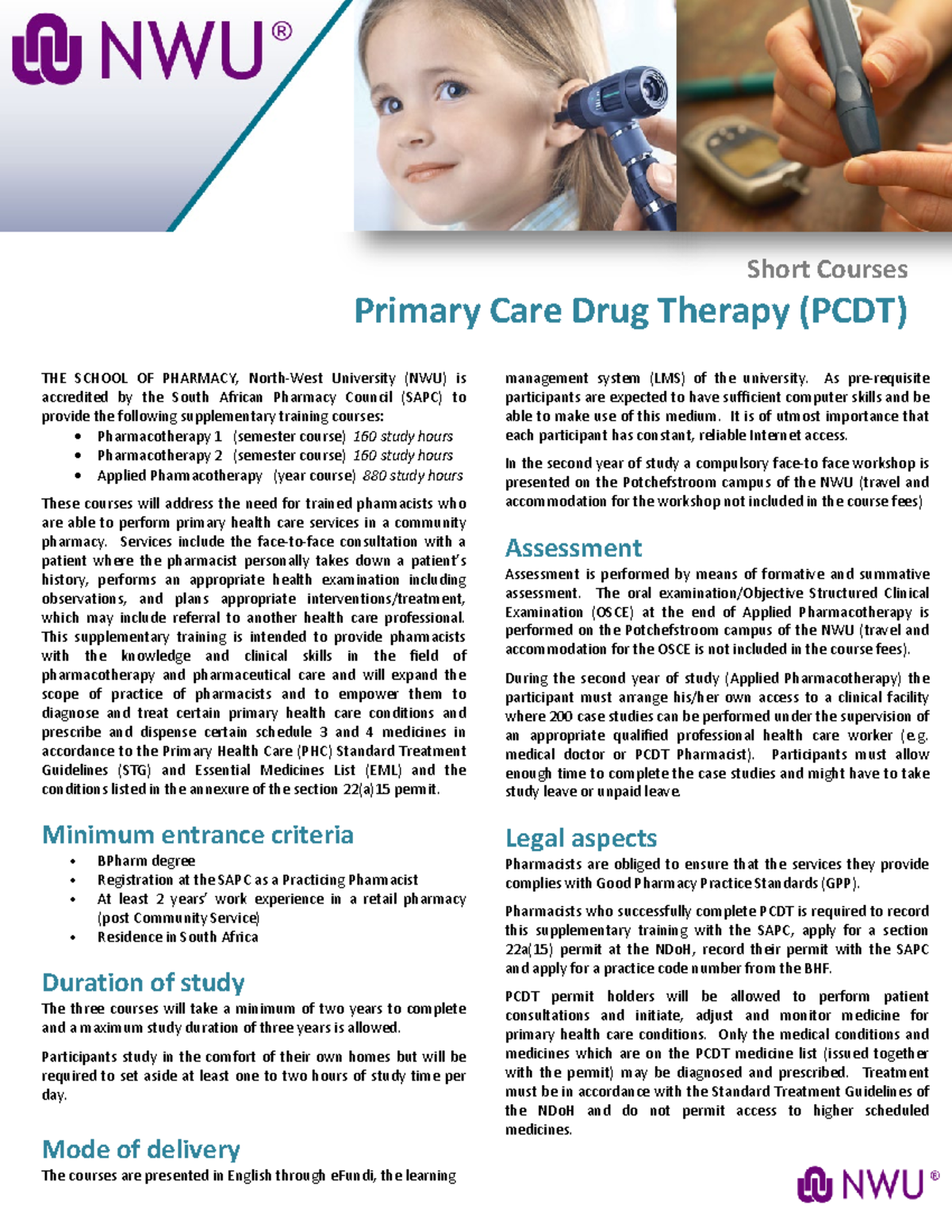 Short Courses in Primary Care Drug Therapy (PCDT) - 2024 Guide - Studocu