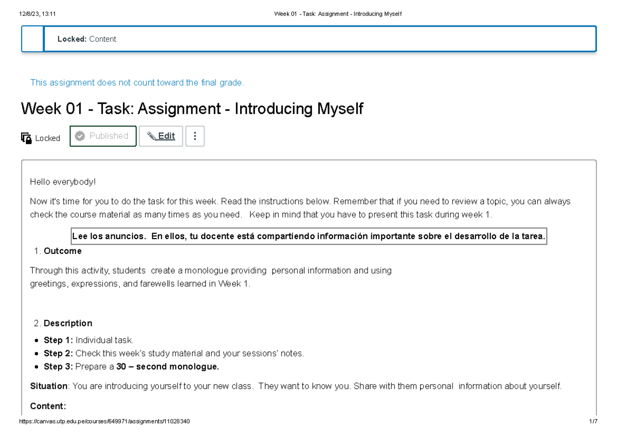 Week 01 - Task Assignment - Introducing Myself - Locked: Content This assignment does not count ...