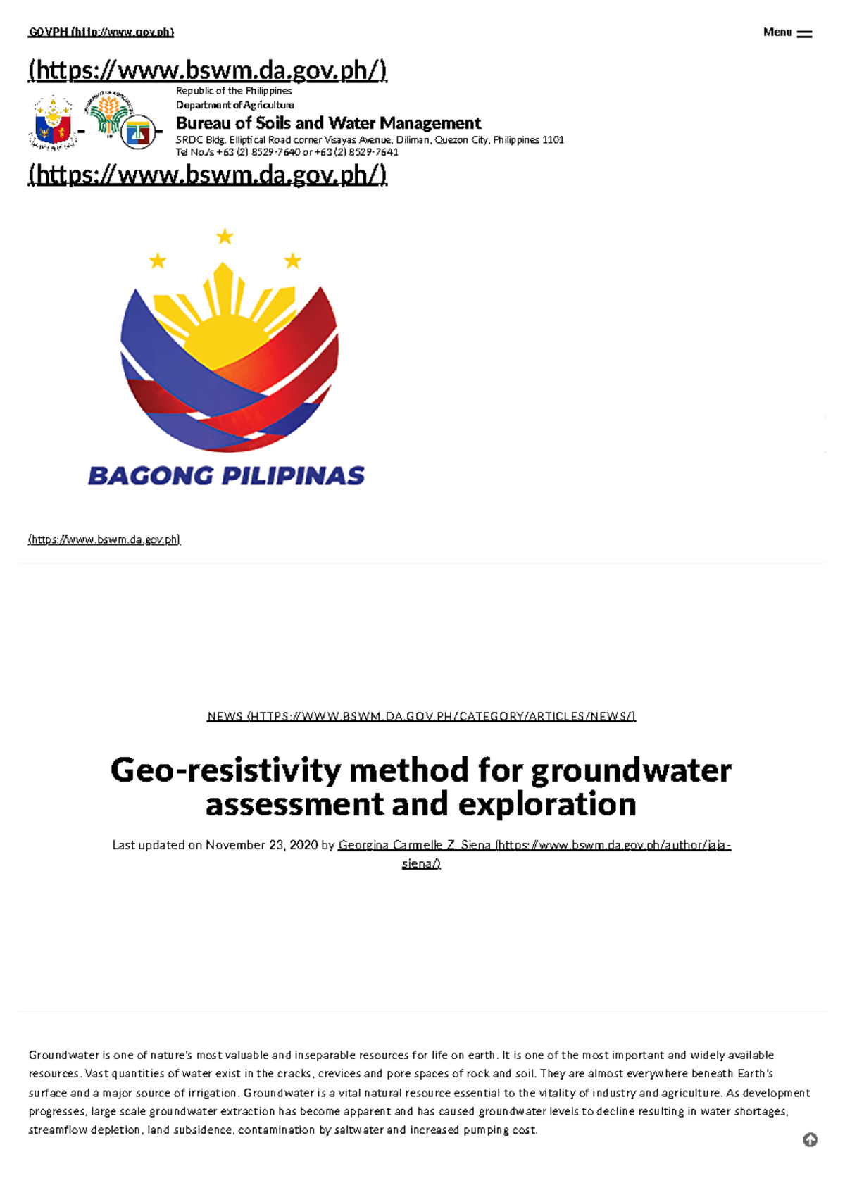 Geo-Resistivity Method for Groundwater Assessment - BSWM - Studocu