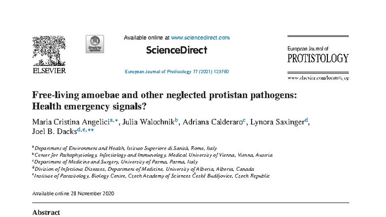 Amoebae and Neglected Protistan Pathogens: Health Emergency Insights ...