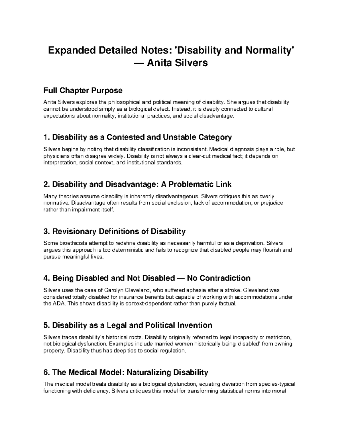 Disability and Normality: Expanded Notes on Anita Silvers' Chapter ...