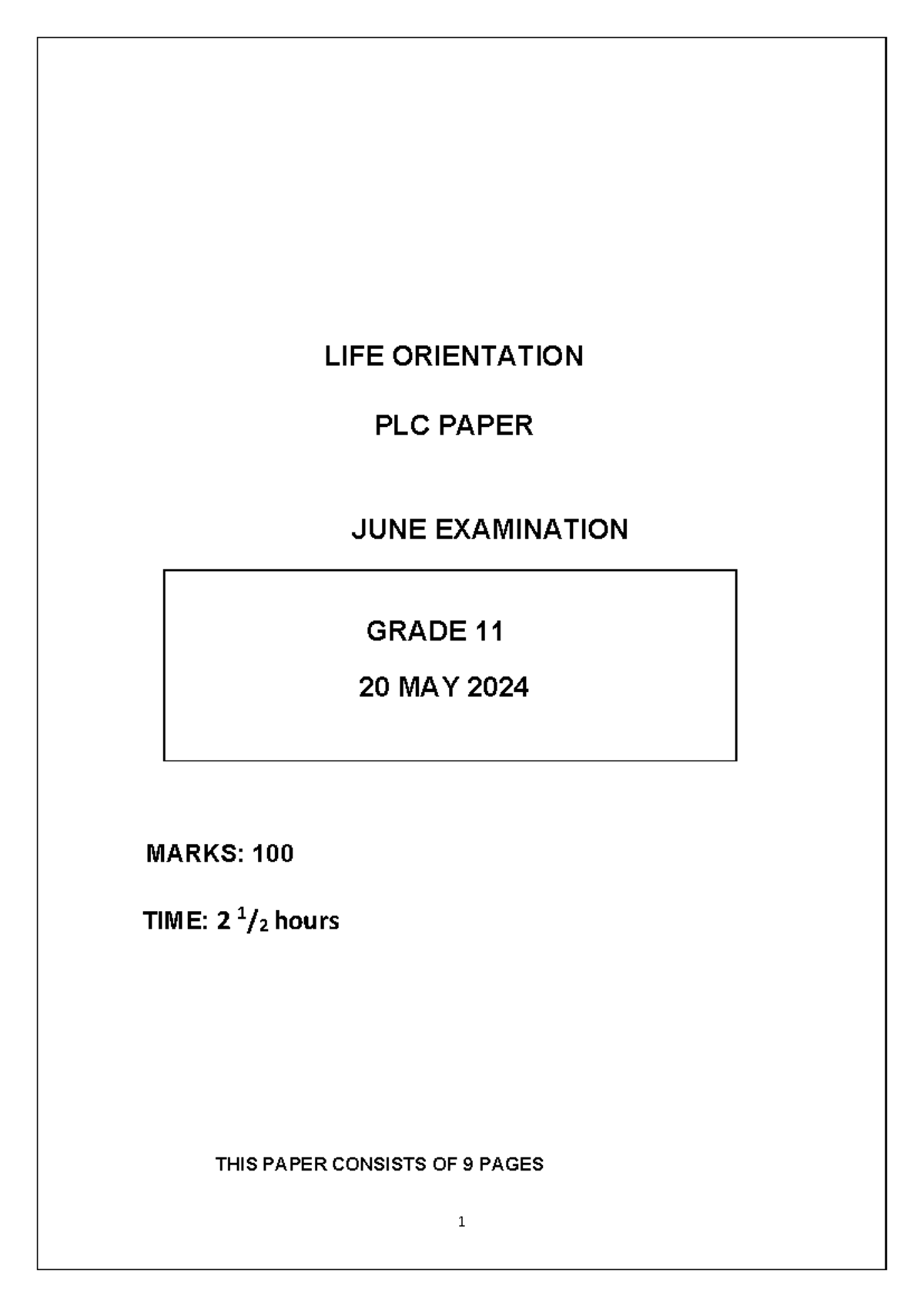 Gr 11 LO June Exam 2024: Comprehensive Paper Overview - Studocu
