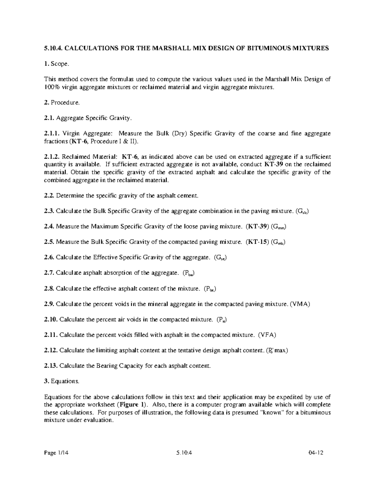 5.10.4 Marshall Mix Design Calculations for Bituminous Mixtures - Studocu