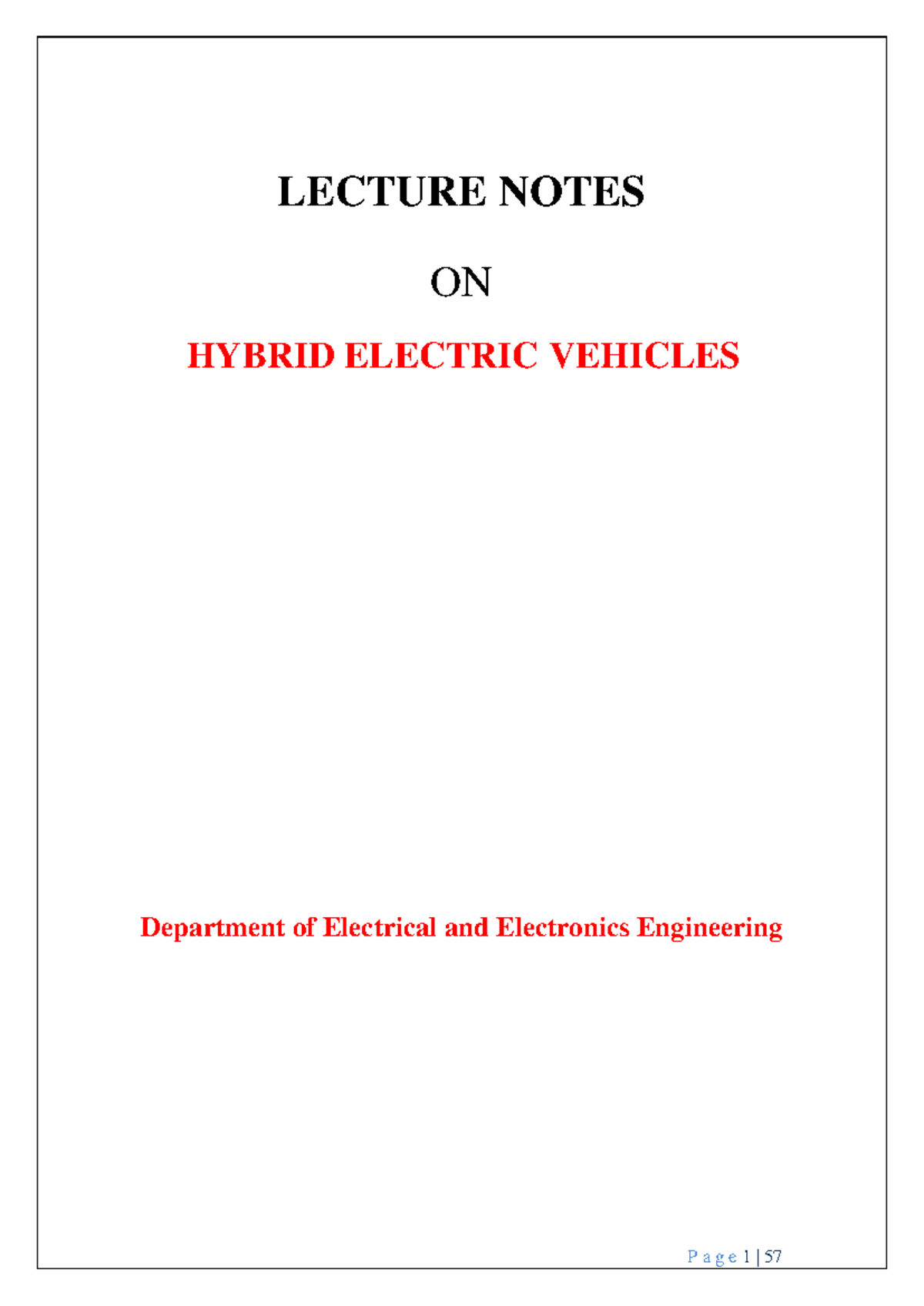 HEV Lecture Notes - Hybrid Electric Vehicles (B.Tech VIII Sem, IARE-R16 ...