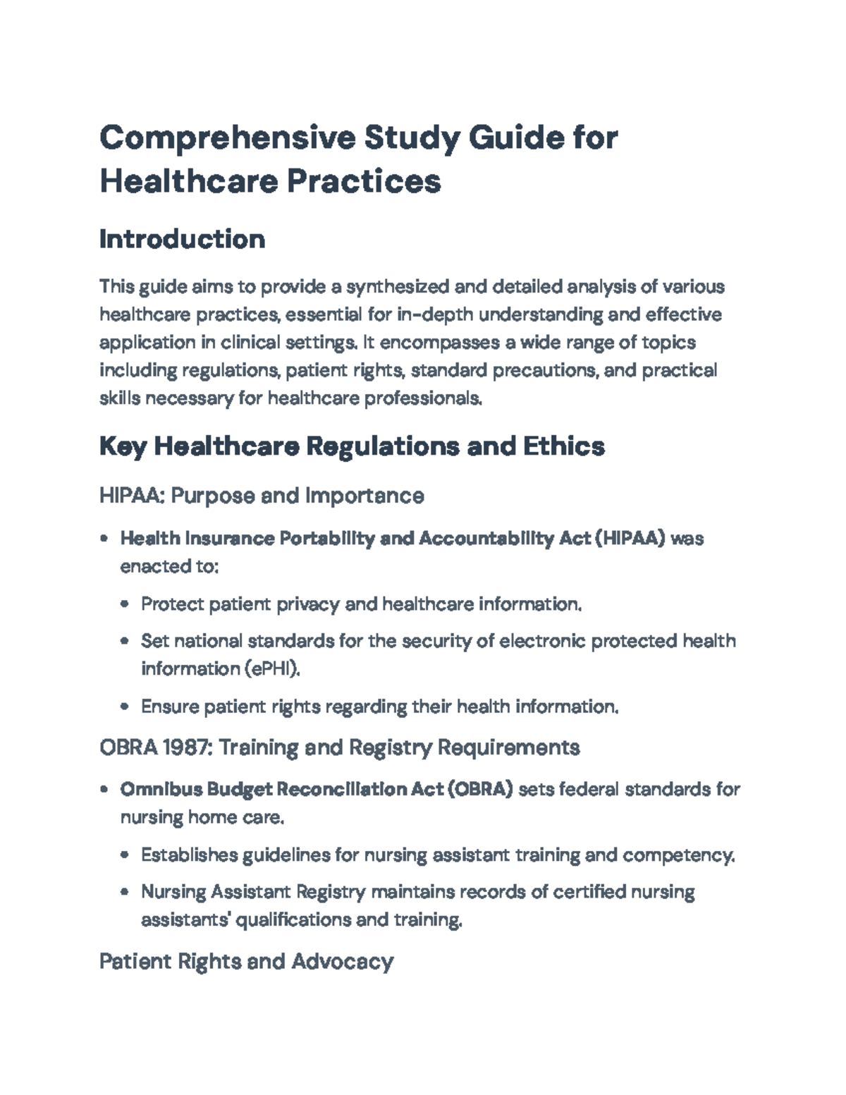 Healthcare Practice Study Guide: Essential Skills & Regulations ...