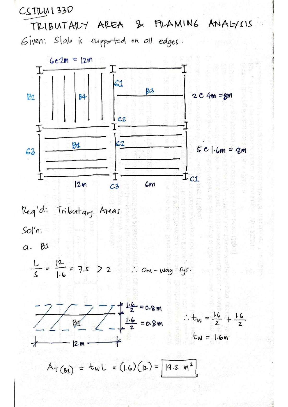CSTRU133D Tributary Area Sample Problem Analysis - Studocu