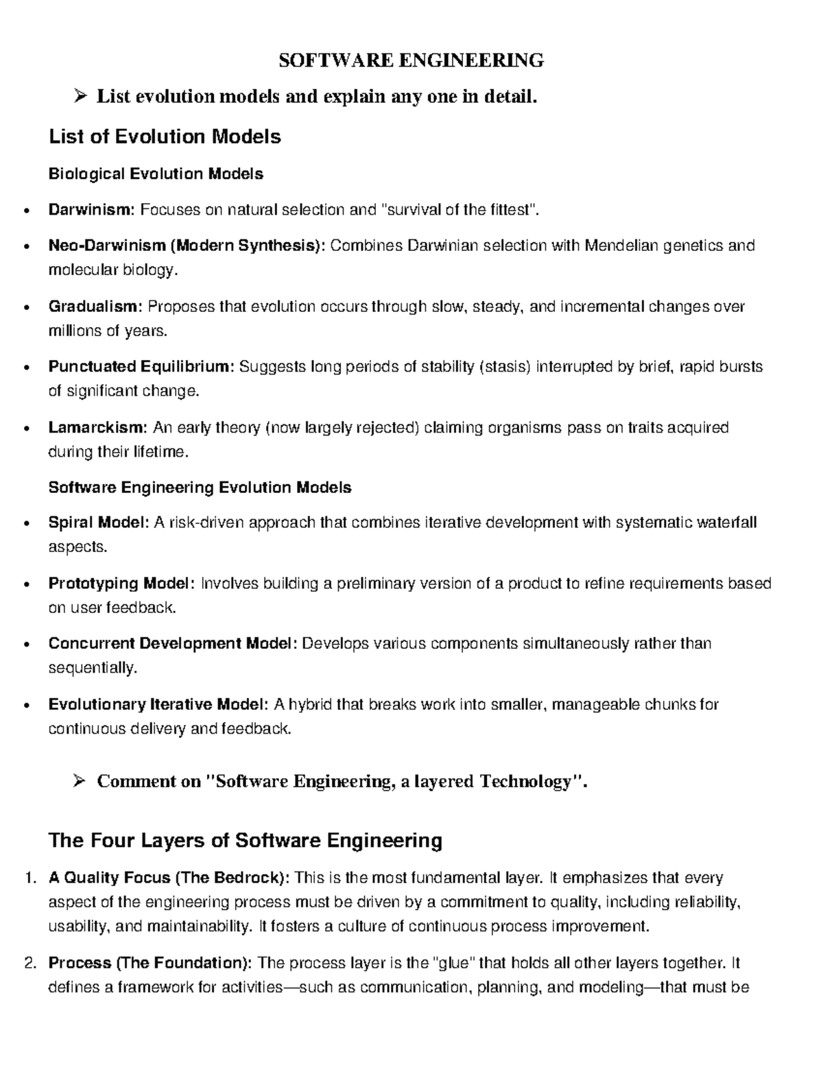 Software Engineering (SE) Evolution Models and UI Design Insights - Studocu