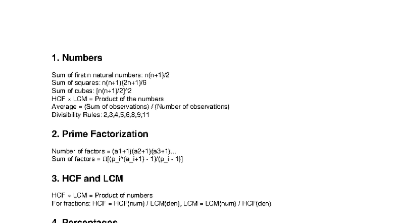 GATE Aptitude Formulas 2025: Key Concepts and Calculations - Studocu