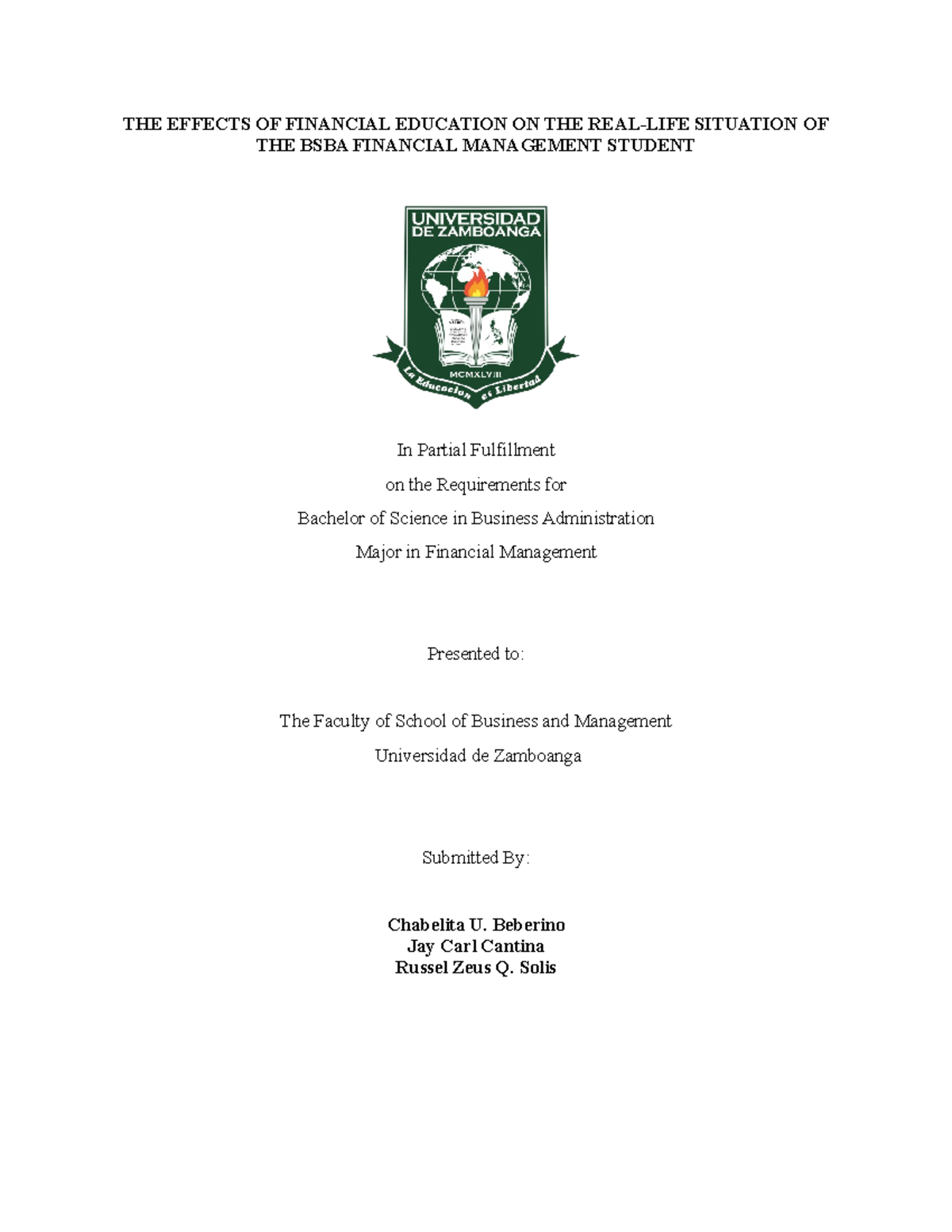 The Impact of Financial Education on BSBA Financial Management Students ...